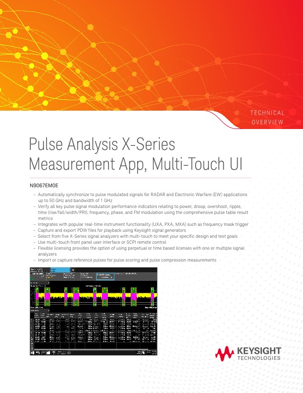 Pulse Analysis X-Series Measurement App, Multi-Touch UI Technical Overview PDF Asset Page | Keysight